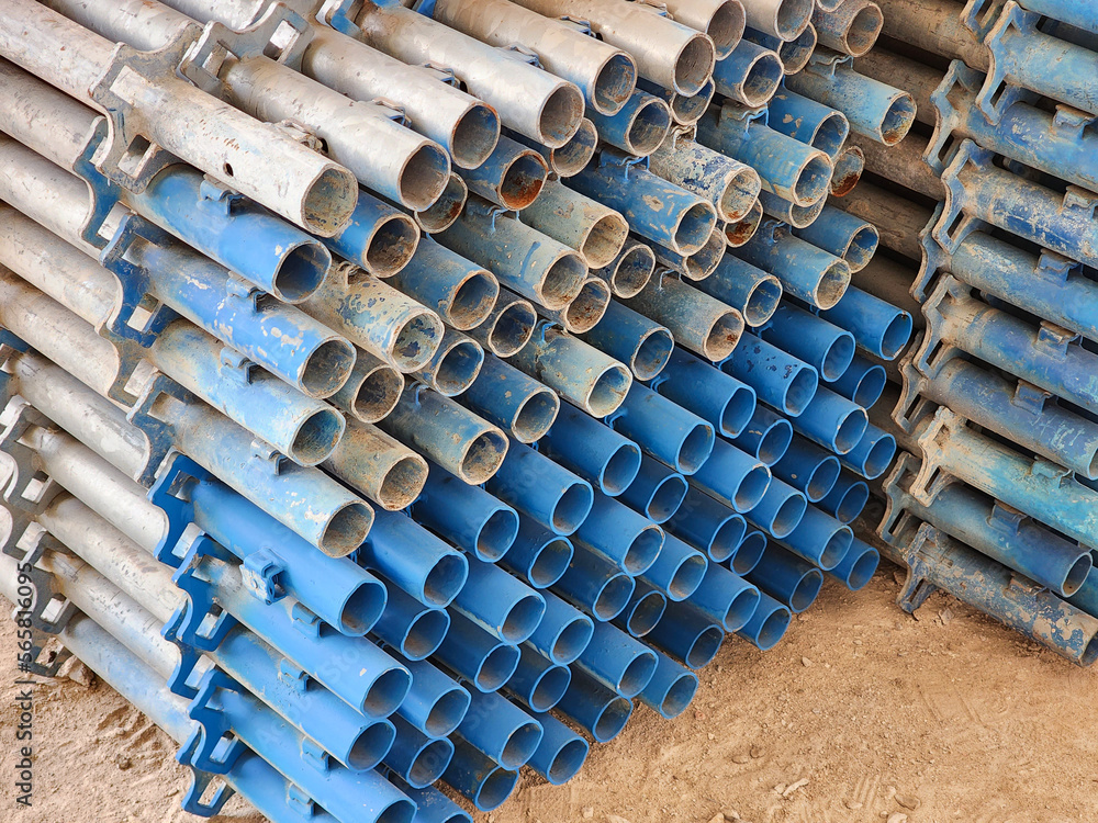 Structural Steel Tubular Poles Used in Construction Industry Stock ...