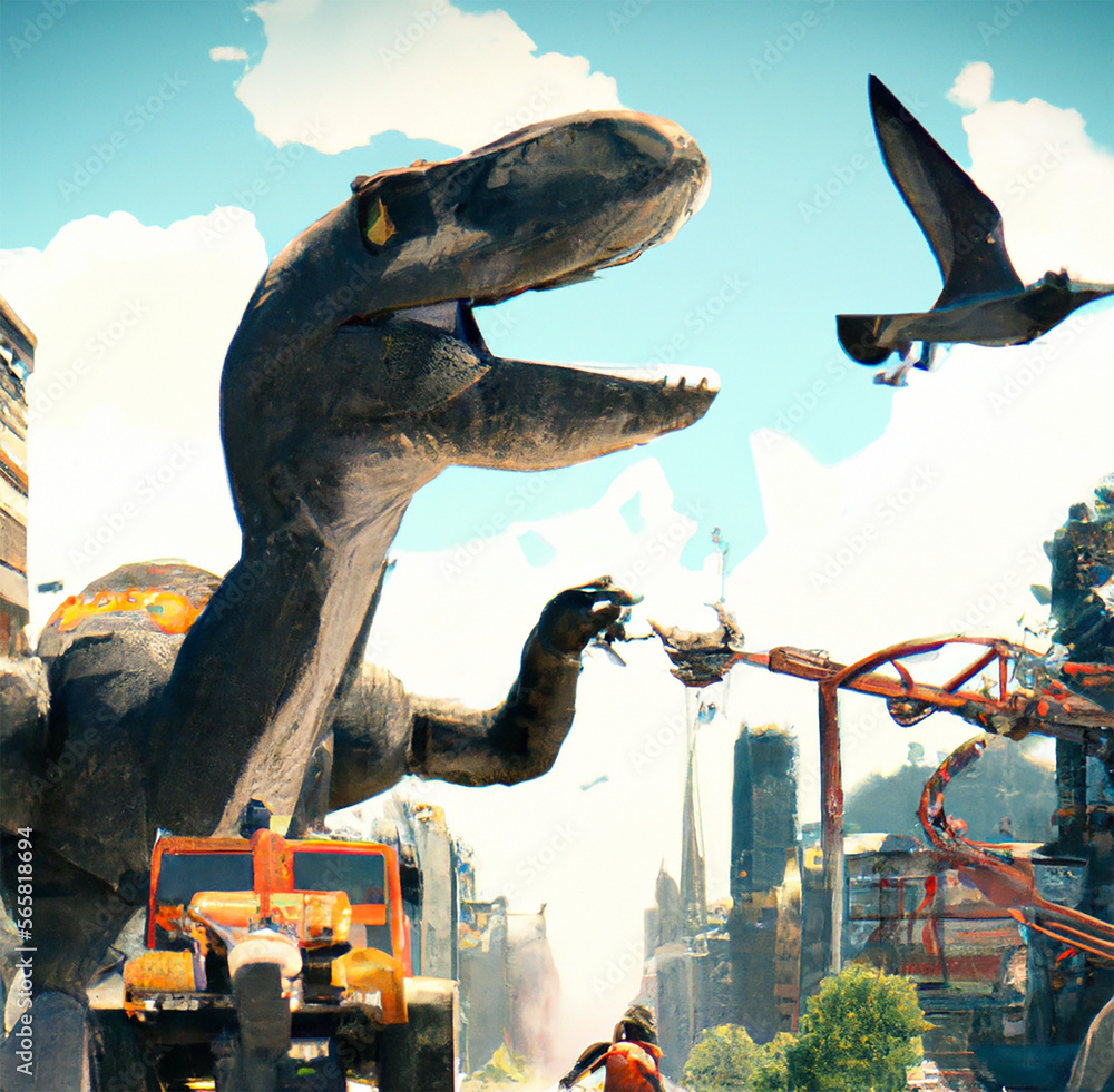 Dinosaurs In The Middle Of The City Who Are At War With Humans Created ...