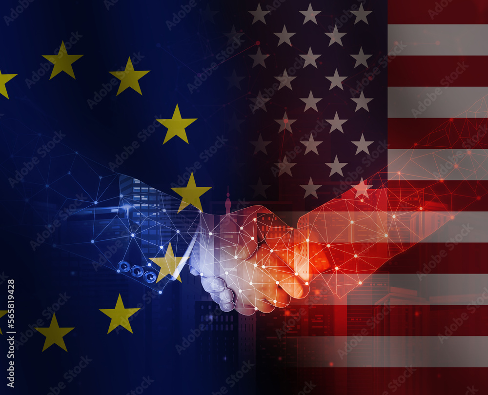 Europe and United States of America Ai agreement concept background ...