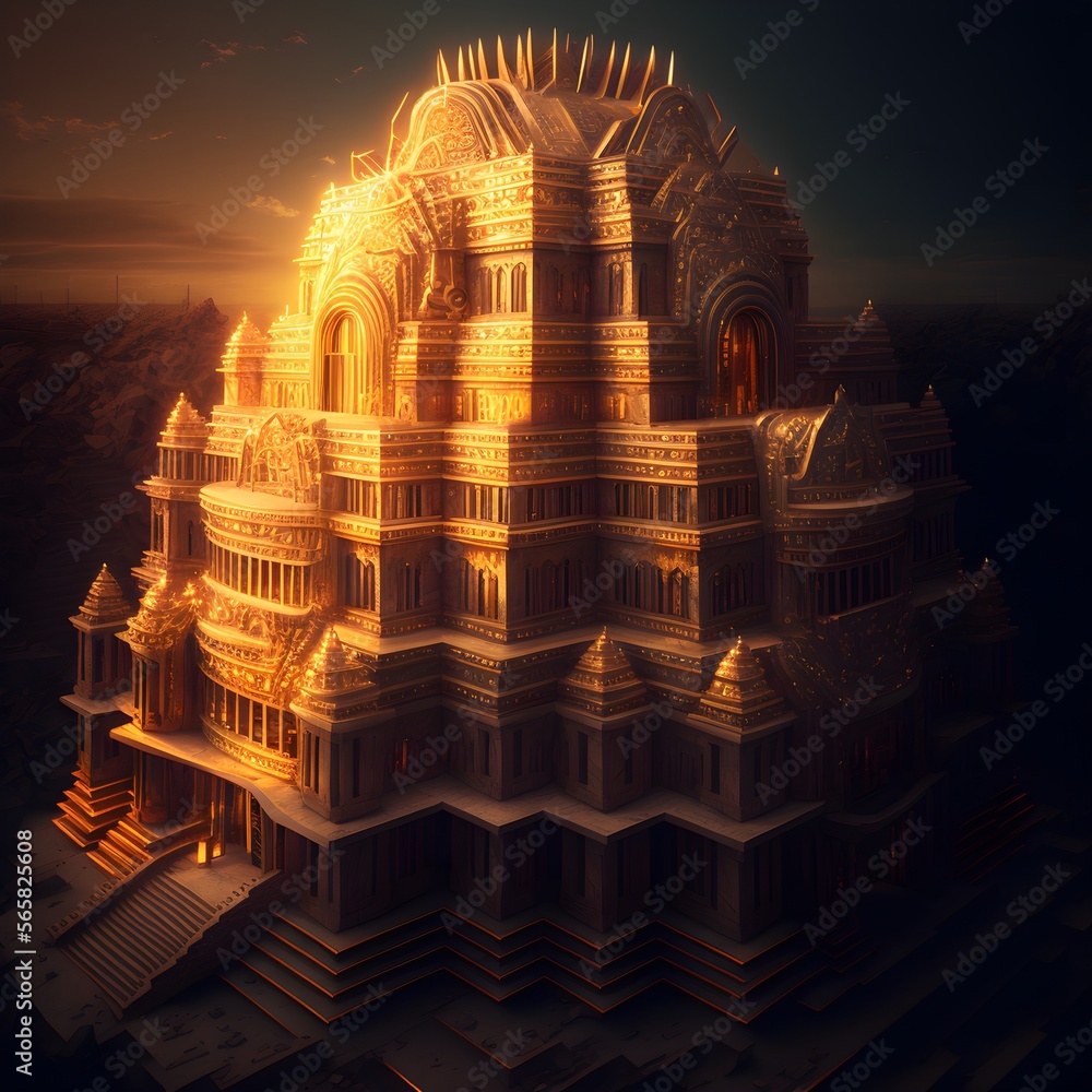 gold temple glorious temple multiple levels multiple floors temple ...