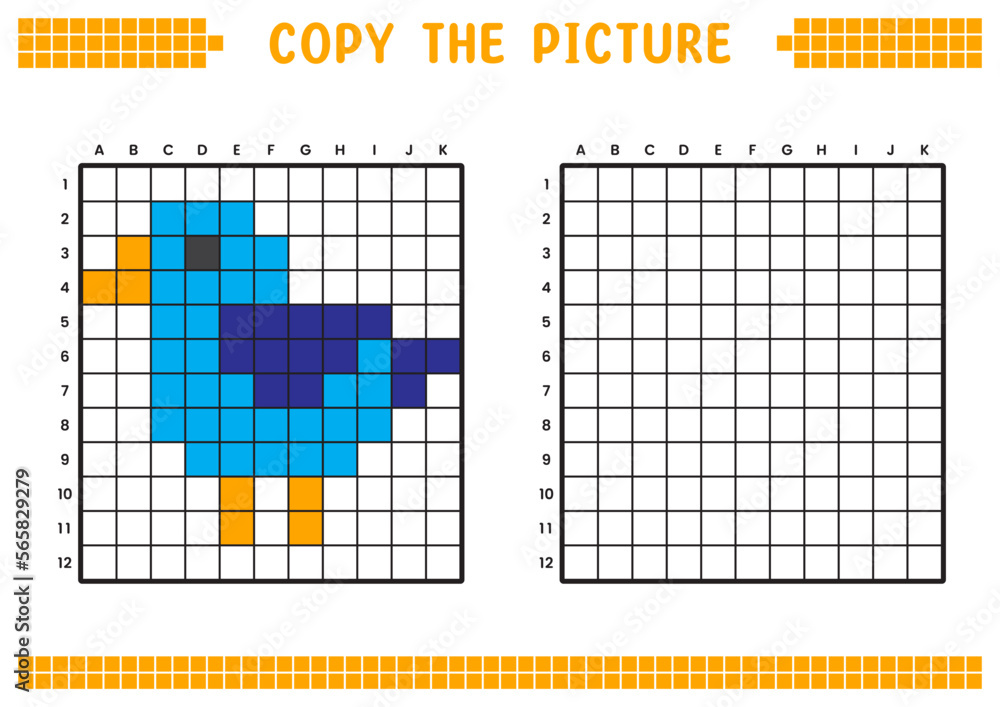 Copy the picture, complete the grid image. Educational worksheets ...