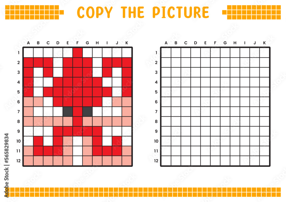 Copy the picture, complete the grid image. Educational worksheets ...