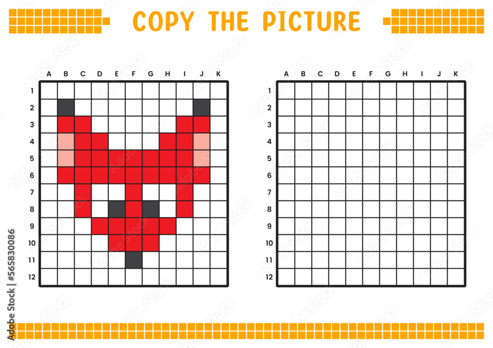 Copy the picture, complete the grid image. Educational worksheets ...