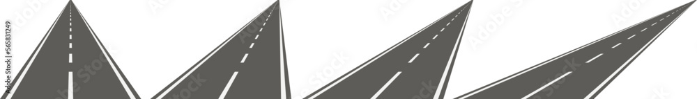 Road with white markings. Highway icons. Asphalt highway. Stock Vector ...