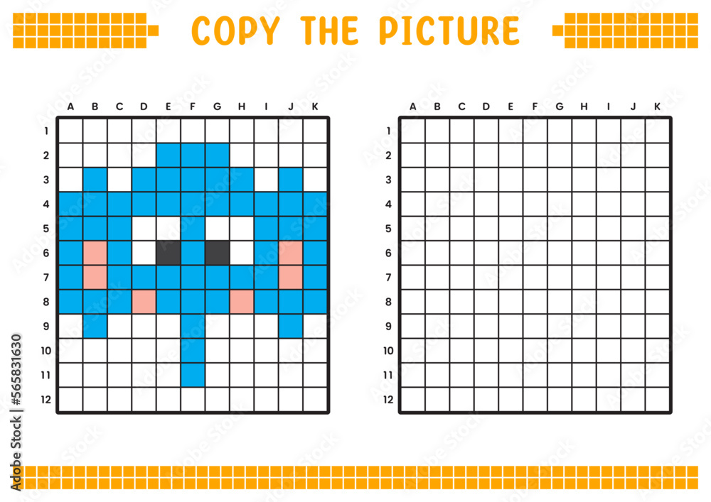 Copy the picture, complete the grid image. Educational worksheets ...