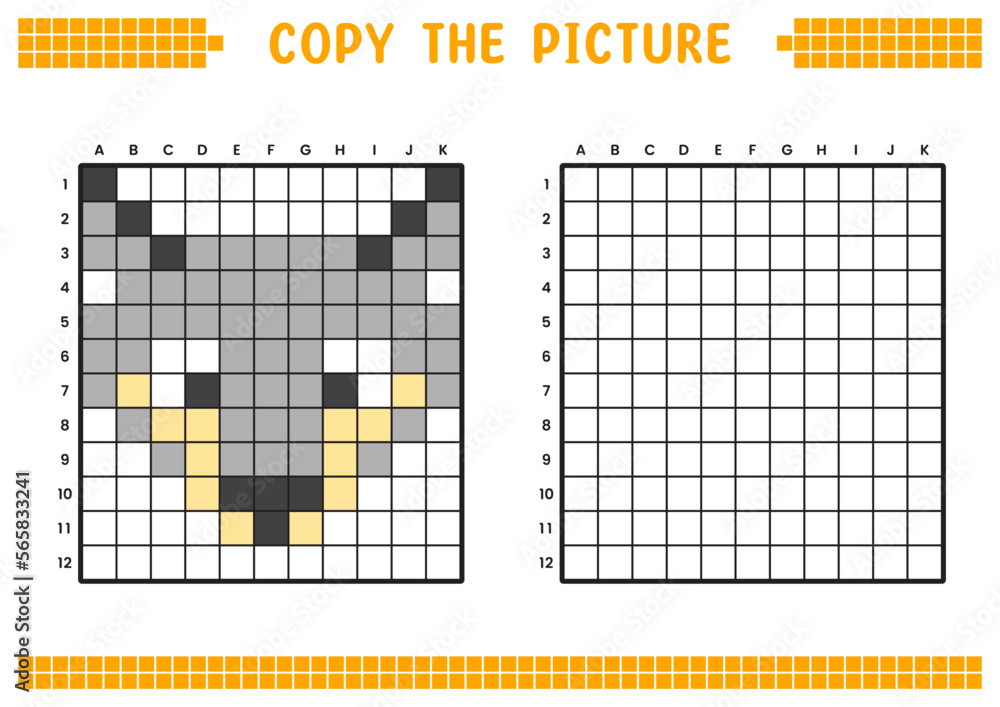 Copy the picture, complete the grid image. Educational worksheets ...