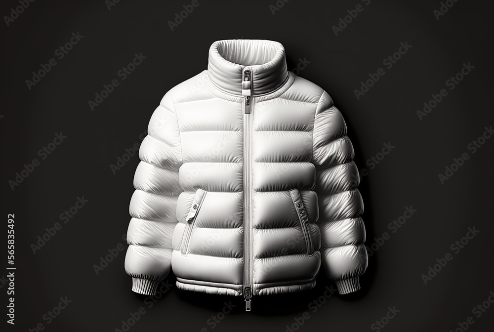 White puffer jacket mockup on a minimalistic background. Generative AI ...