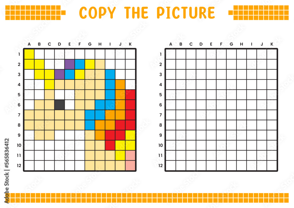 Copy the picture, complete the grid image. Educational worksheets ...