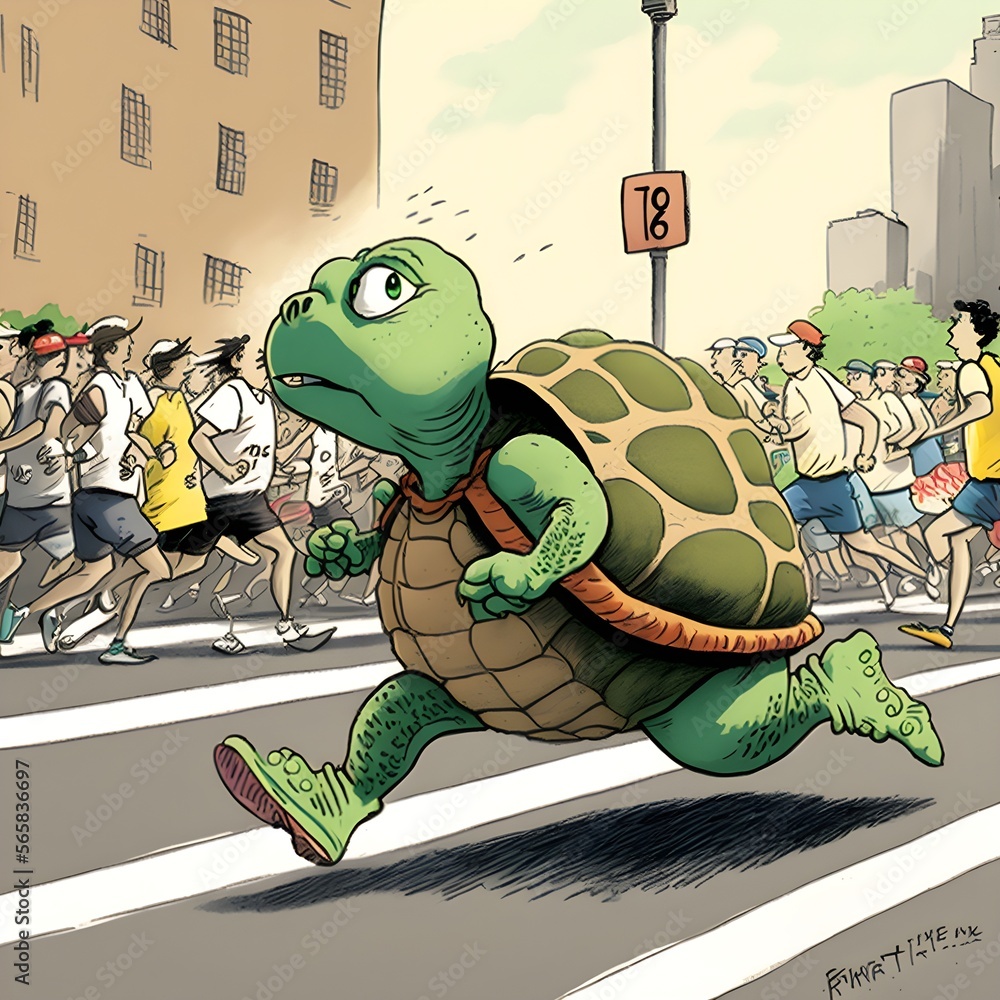 turtle running in a marathon manhattan the far side artwork studio ...