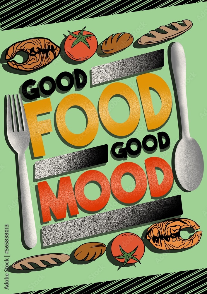 Typeface Poster Design of Food with Dark Theme Stock Illustration ...
