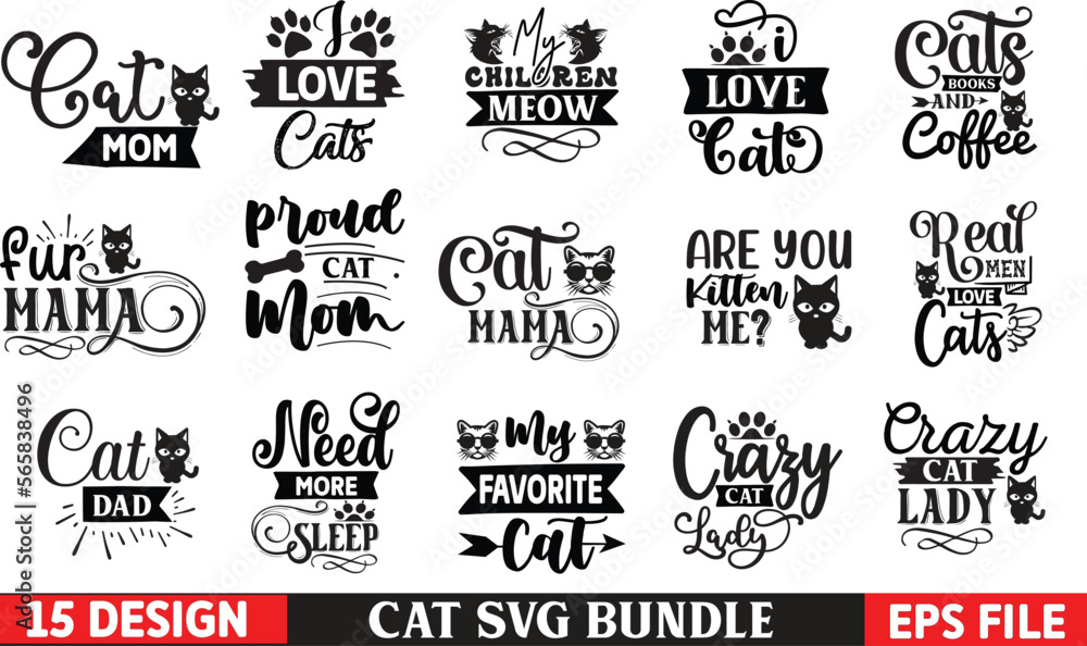 Funny Cat SVG Bundle, Cat SVG, Kitten SVG, Cat lady svg, crazy cat lady ...