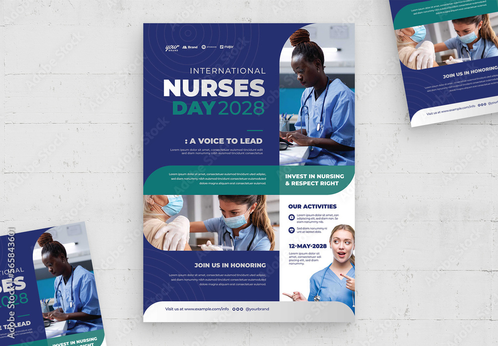 Nurse's Day Medical Corporate Flyer Poster Layout Stock Template ...