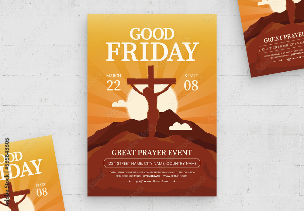 Good Friday Church Christian Poster Flyer Layout Stock Template | Adobe ...