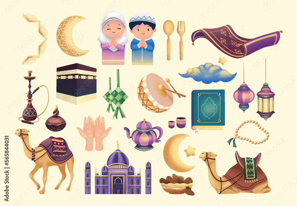 Islamic Muslim Clipart Illustrations for Ramadan Eid Celebrations Stock ...