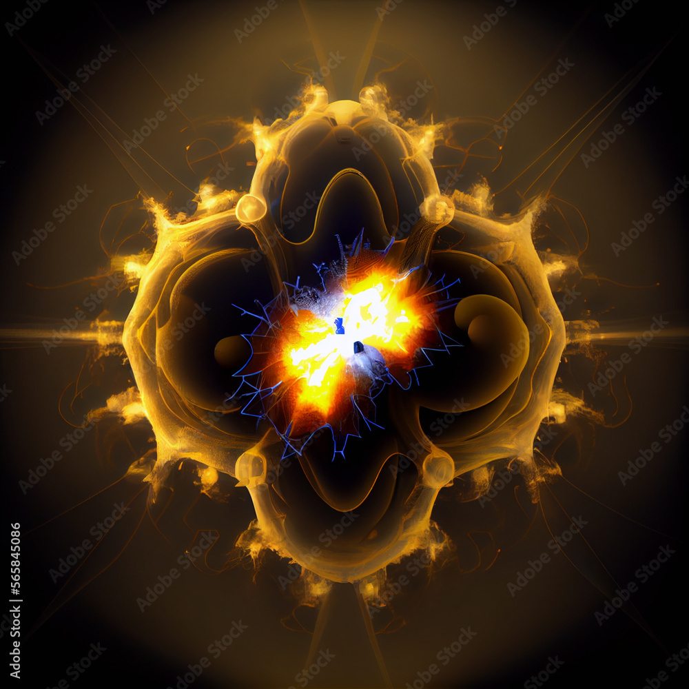 Fusion reaction at infinity, created with Generative AI technology ...