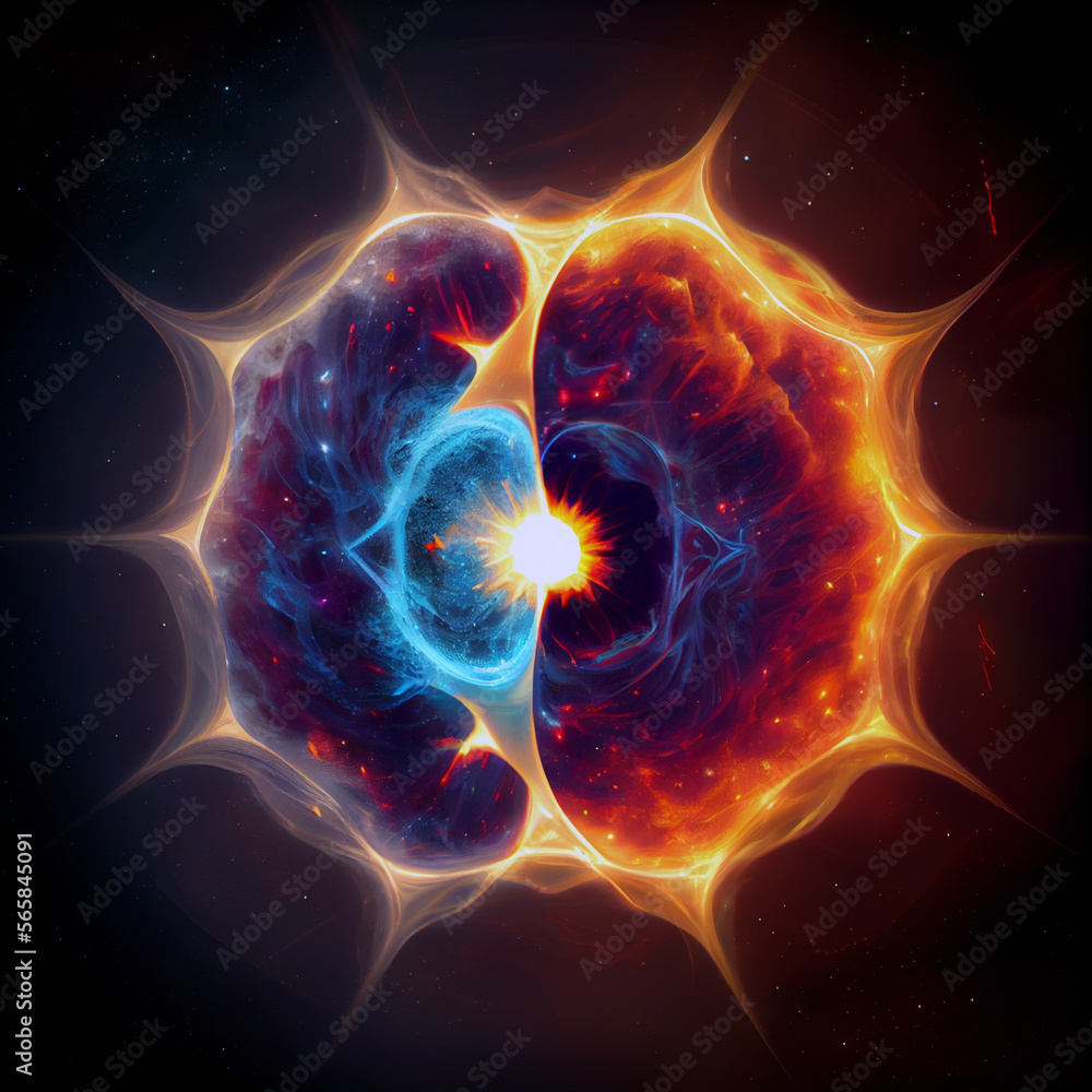 Fusion reaction at infinity, created with Generative AI technology ...