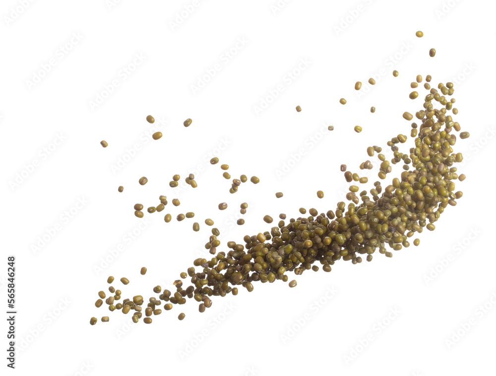 Green mung beans fall down explosion, green mung bean float explode ...