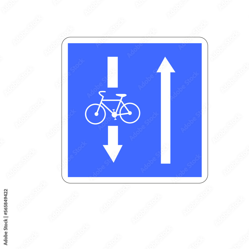 Poster Panneau routier, circulation à double sens avec sens inverse réservé aux cyclist – Wall ...