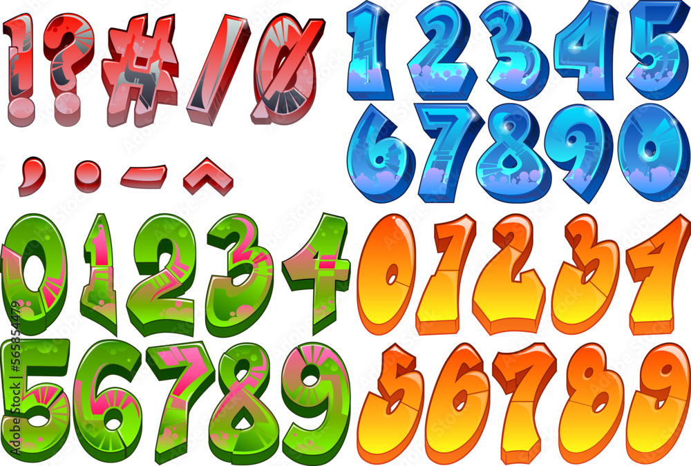 Graffiti Numbers and Graffiti Special characters Stock Vector | Adobe Stock