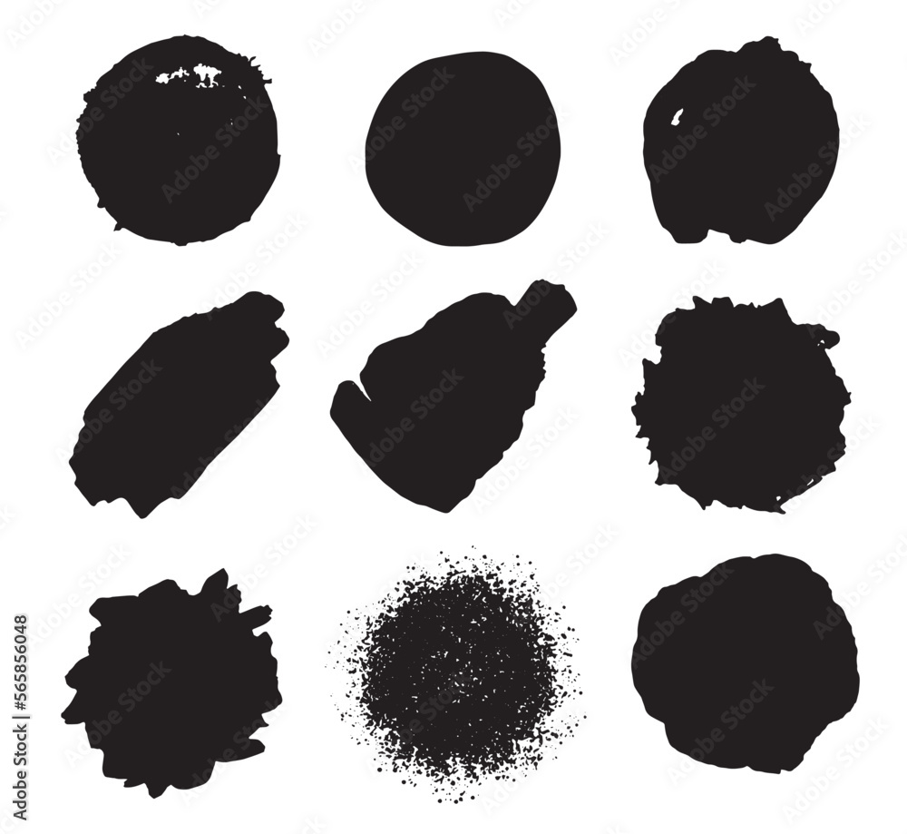Vector collection set texture ink smears splatter brush banner black ...