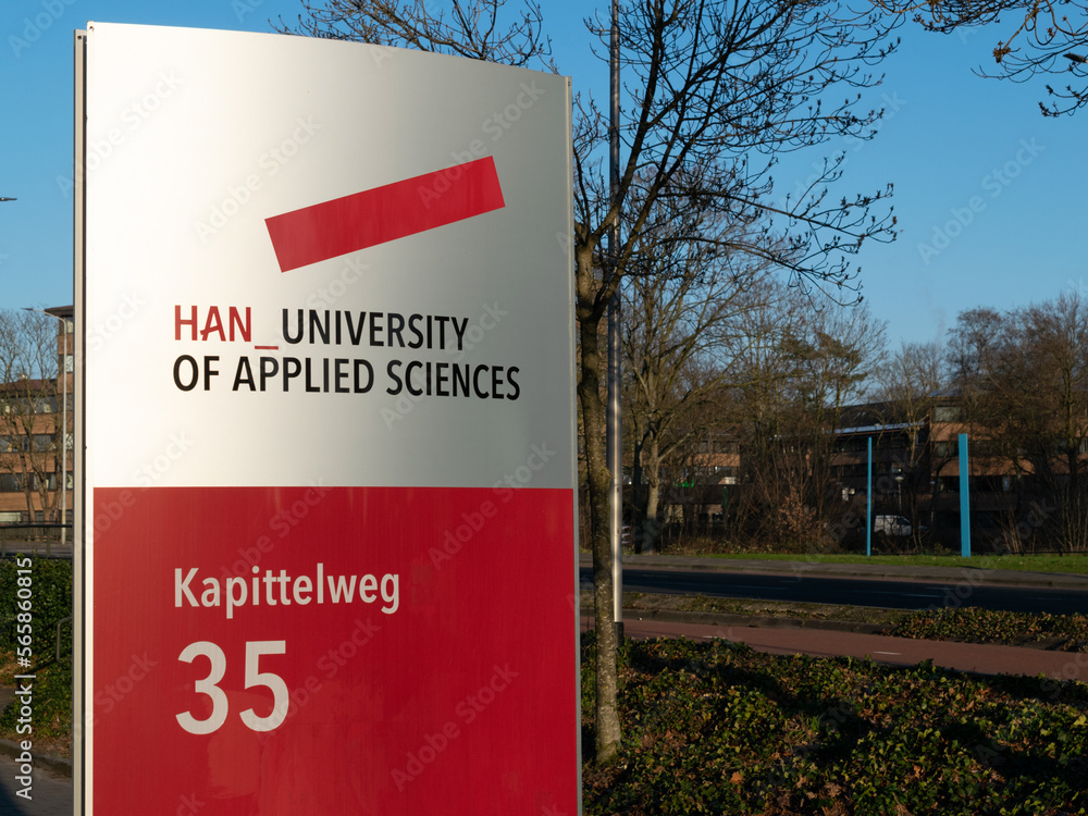 Nijmegen, Netherlands - January 29, 2023: Sign of the logo of the HAN ...