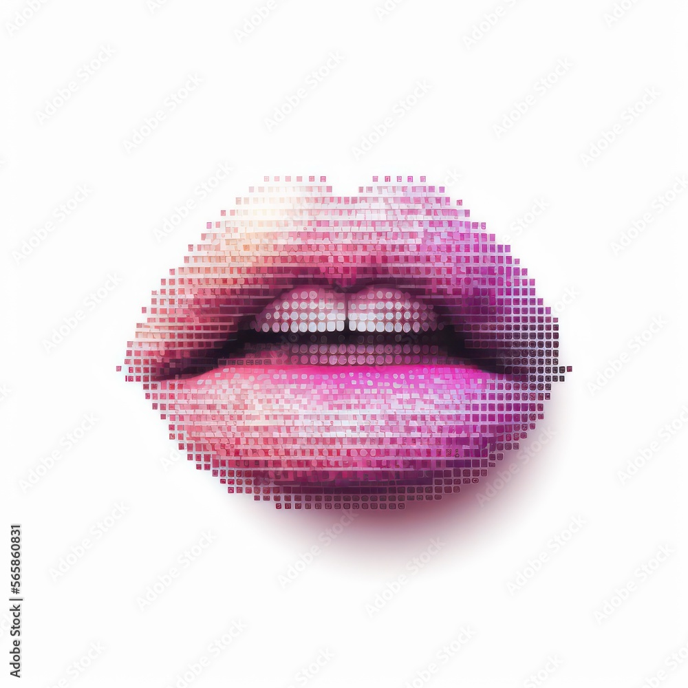 Pink lip in pixel art style isolated on white background. Generative AI ...