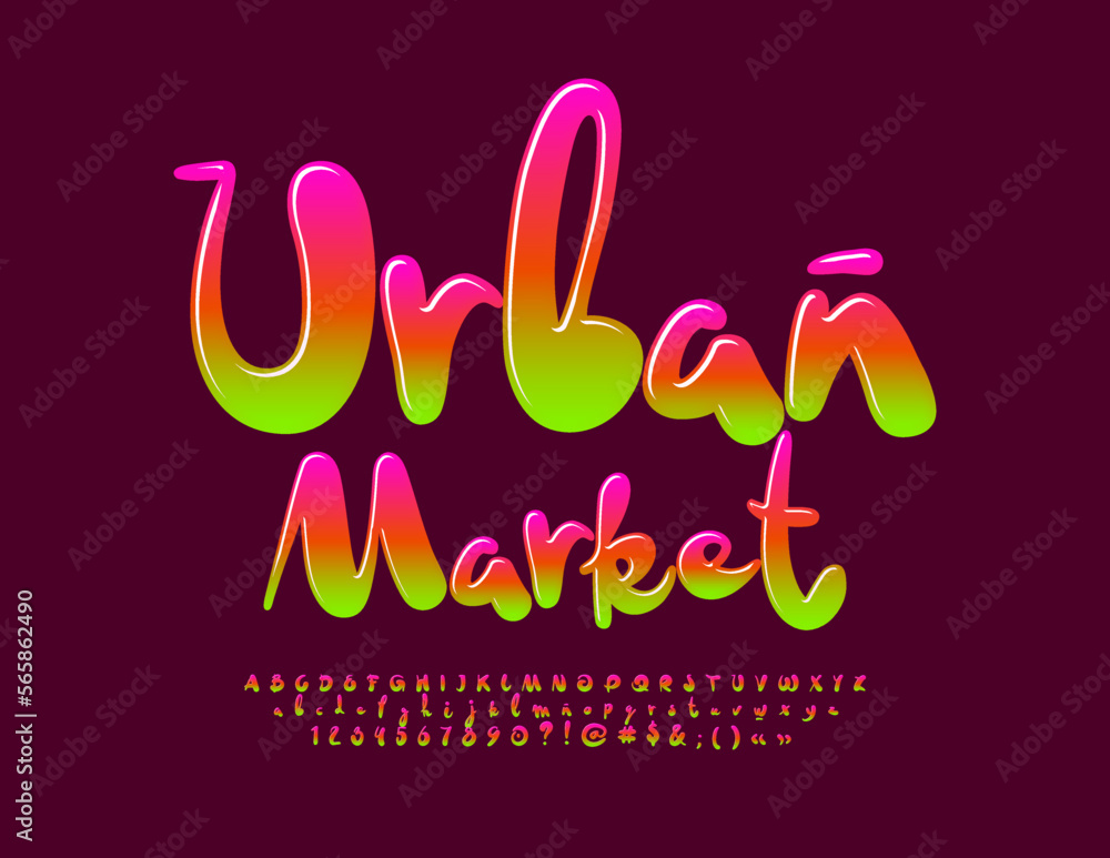 Vector trendy sign Urban Market with decorative Font. Set of creative ...
