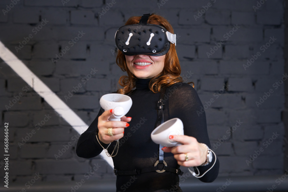 Sexy hot happy young beautiful woman, young girl using, wearing a ...