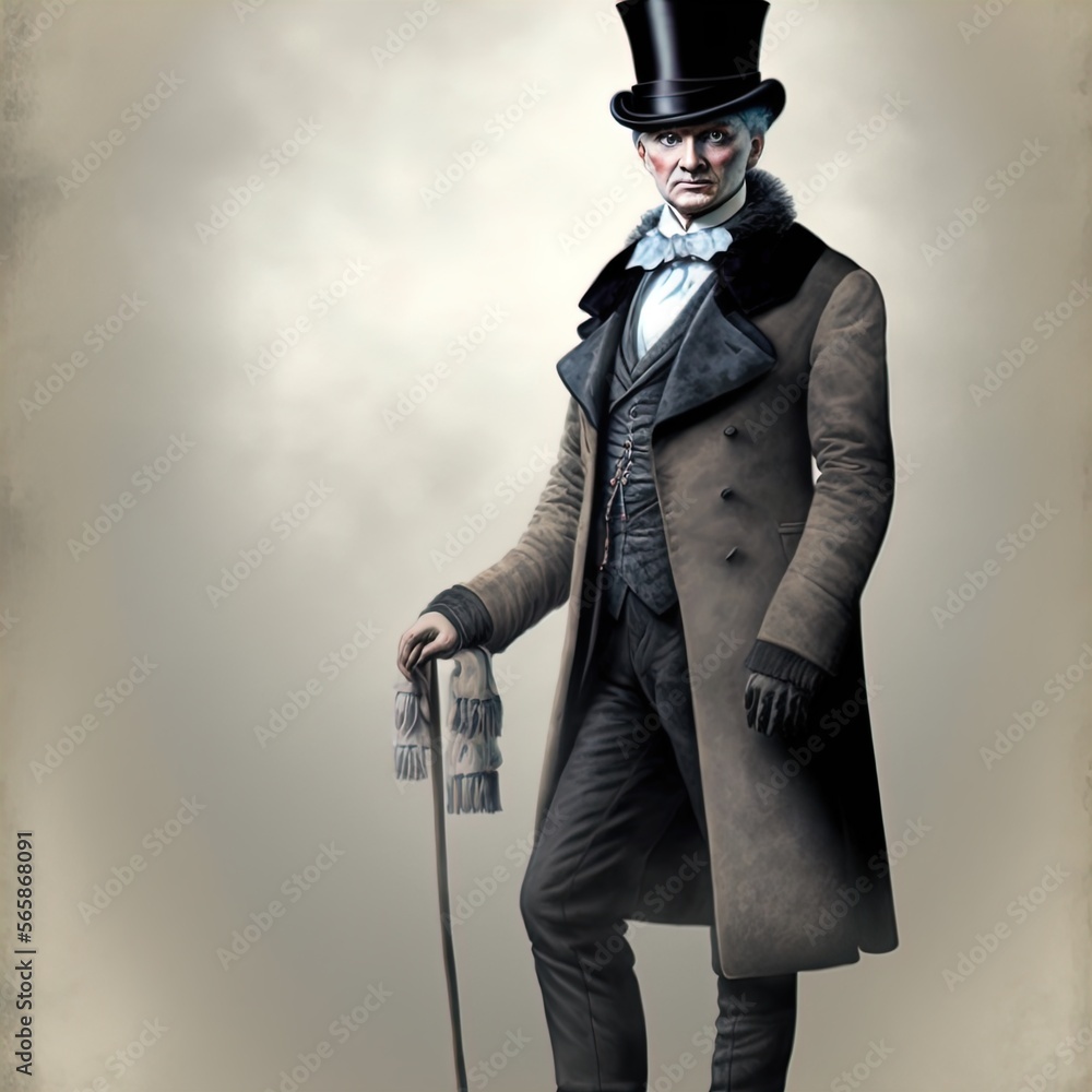 Mysterious Victorian man in top hat and suit. Made with Generative AI ...