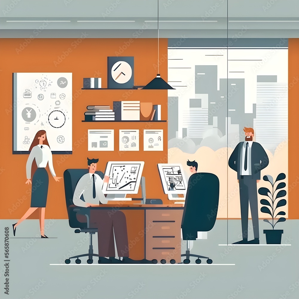 2d vector based explainer videos office enviroment building meeting ...