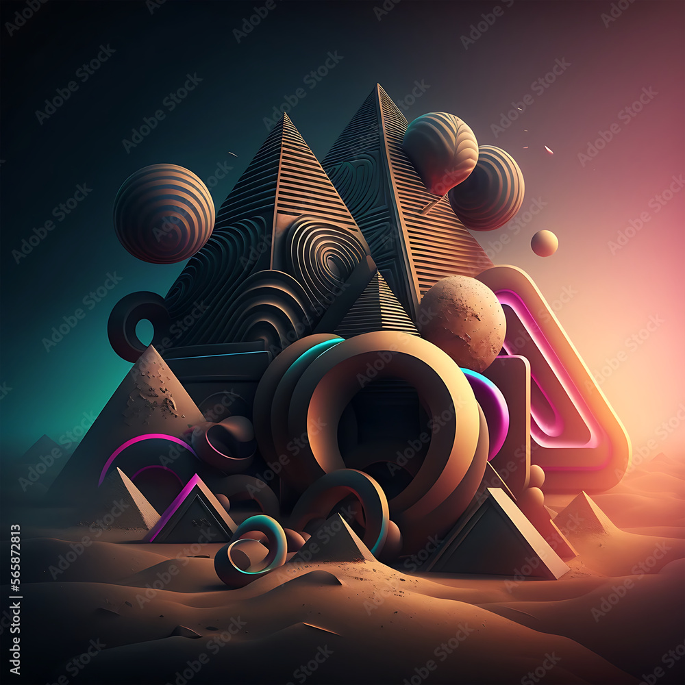 Pyramids & Triangles "My AI Générative Exploration of Geometry, Light ...