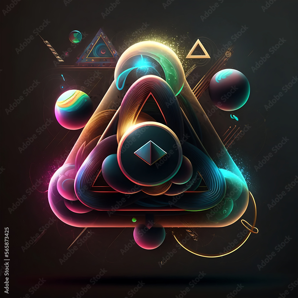 ภาพประกอบสต็อก Pyramids & Triangles "My AI Générative Exploration of ...