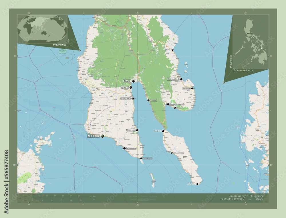 Southern Leyte, Philippines. OSM. Labelled points of cities Stock ... Southern Leyte, Philippines. OSM. Labelled points of cities Stock ...