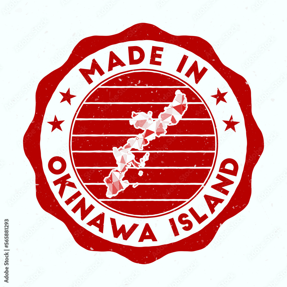Made In Okinawa Island. Island round stamp. Seal of Okinawa Island with ...