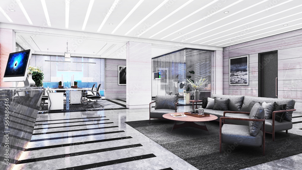 Office Room with Reception design Stock Illustration | Adobe Stock