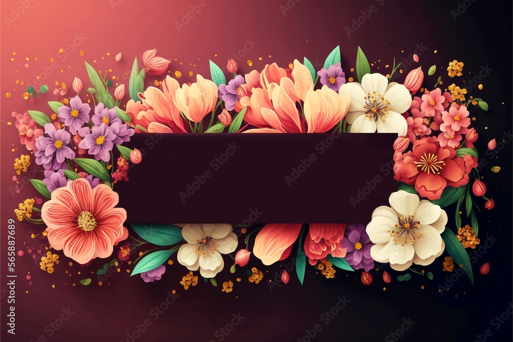 Abstract banner with flowers spring font style Background Concept ...