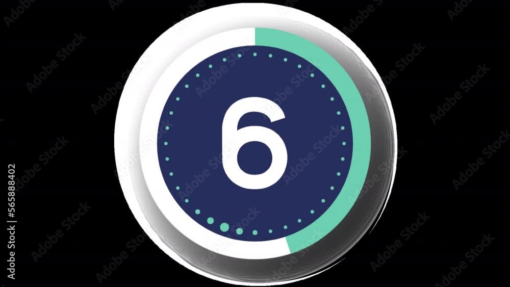 Mint Blue Flat Countdown Timer 10s on transparent alpha channel ...