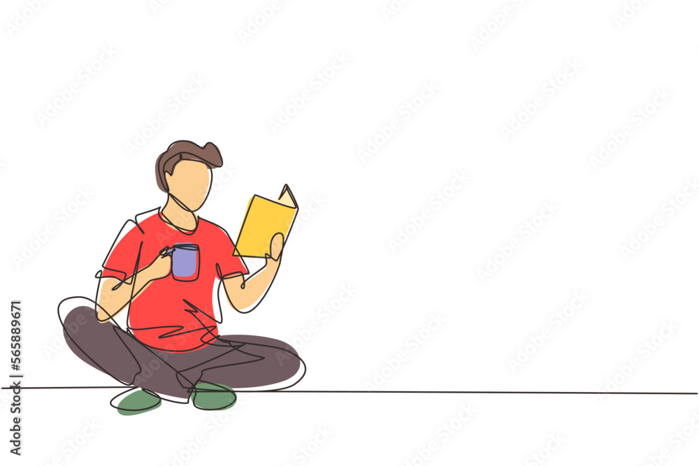 Single one line drawing smart student preparing for exam. Young man ...