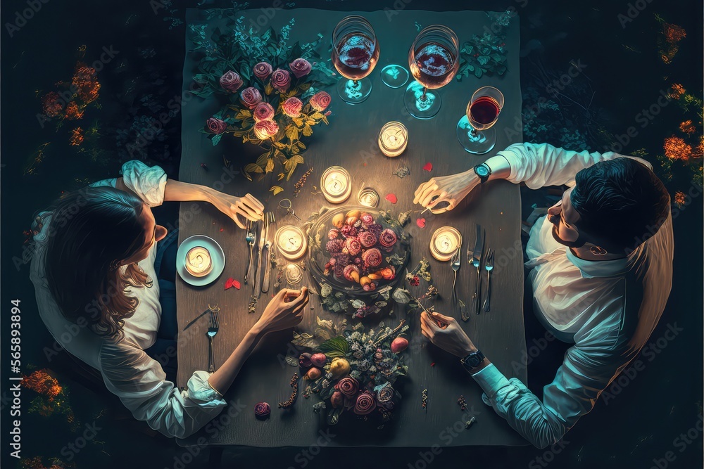 Lovely couple having a nice dinner at a very romantic place, Wine ...