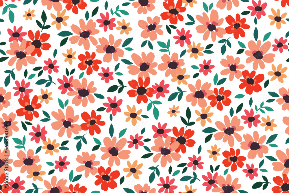 Seamless floral pattern, liberty ditsy print with small cute flower ...