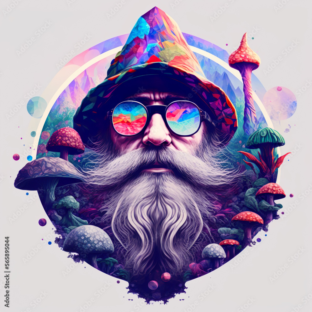 Psychedelic magic mushroom mage wizard shaman fantasy sorcerer Stock ...