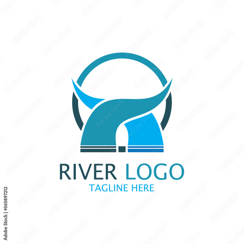 Logos of rivers, creeks, riverbanks and streams, tributaries ...