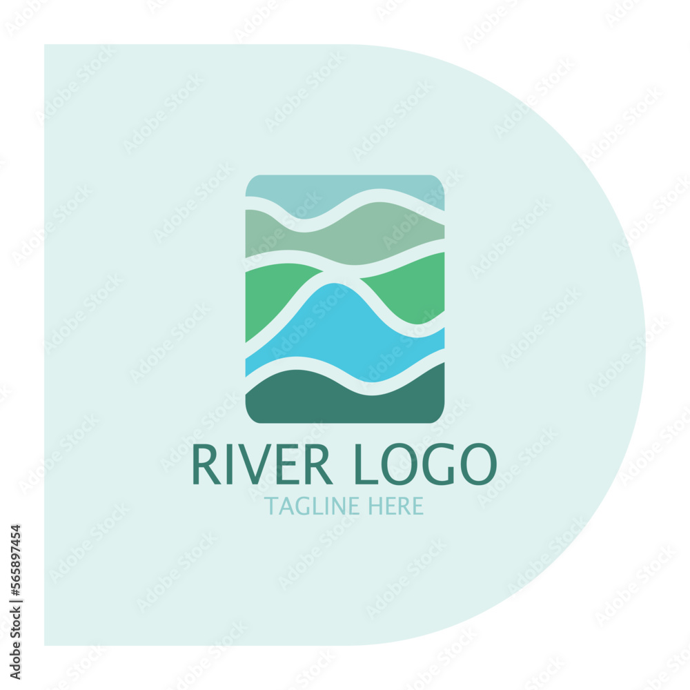 Logos of rivers, creeks, riverbanks and streams, tributaries ...