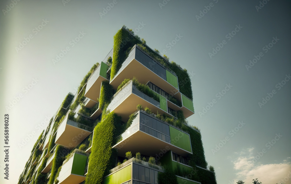 Eco-friendly green building with vertical garden design for ...