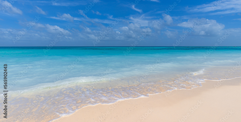 Tranquil seascape. Relaxing sunny beach panorama summer vacation ...