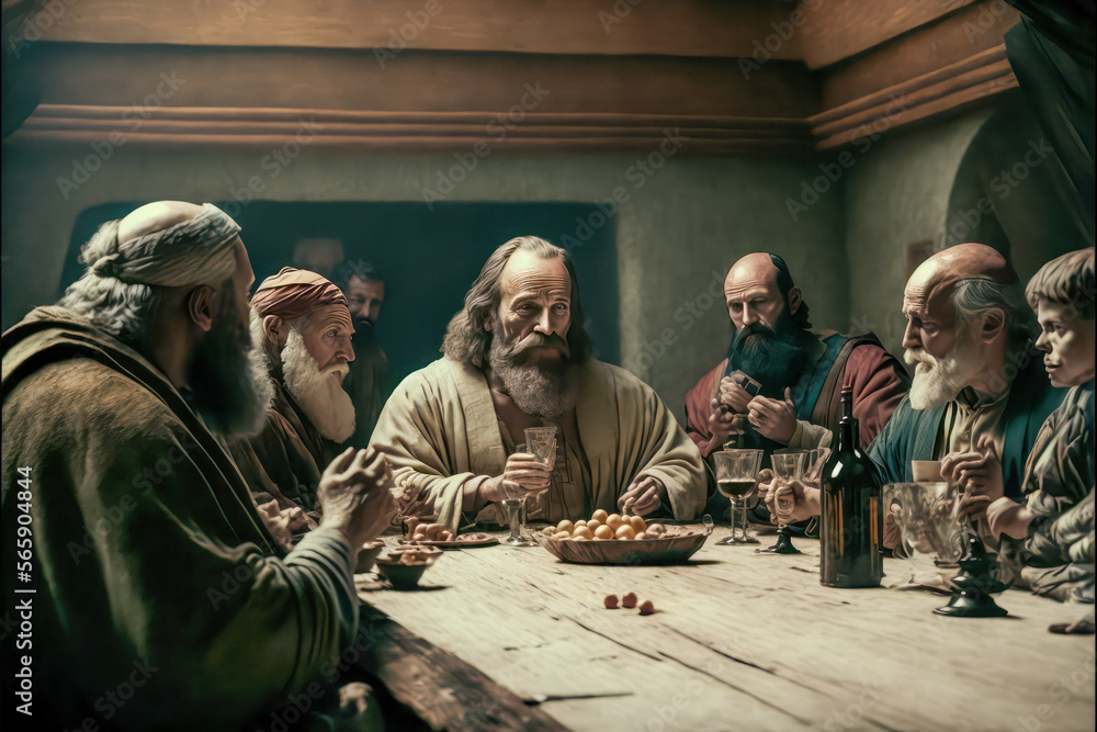 Letztes Abendmahl Jesus Christus Jünger Verrat Abstrakte Illustration ...