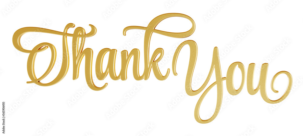 ‘Thank You’ isolated 3D text in golden script font on transparent background Stock Illustration ...