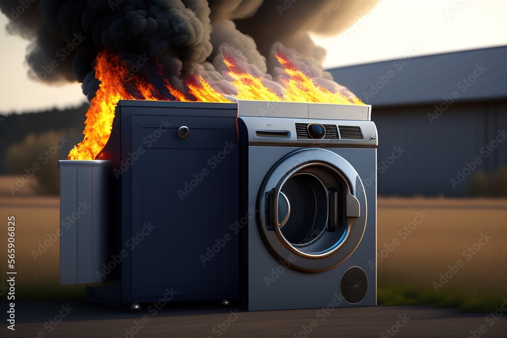 Clothing Dryer Duct Caught On Fire Photo generative ai Stock ...