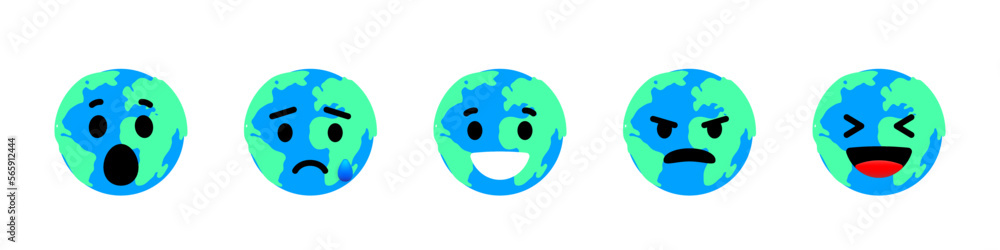 Earth smile face set illustration Stock Vector | Adobe Stock