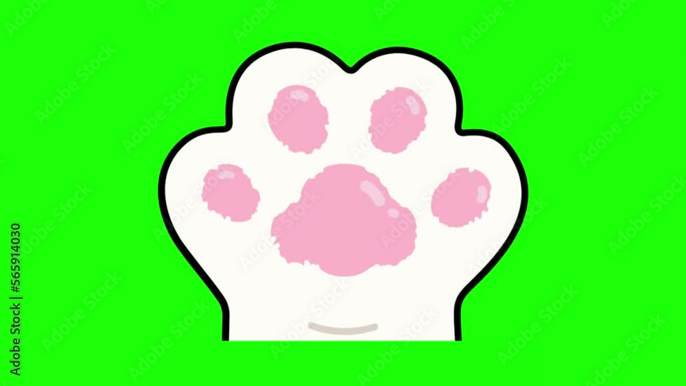 cute animated footage of cat paws, with green screen background. Stock ...